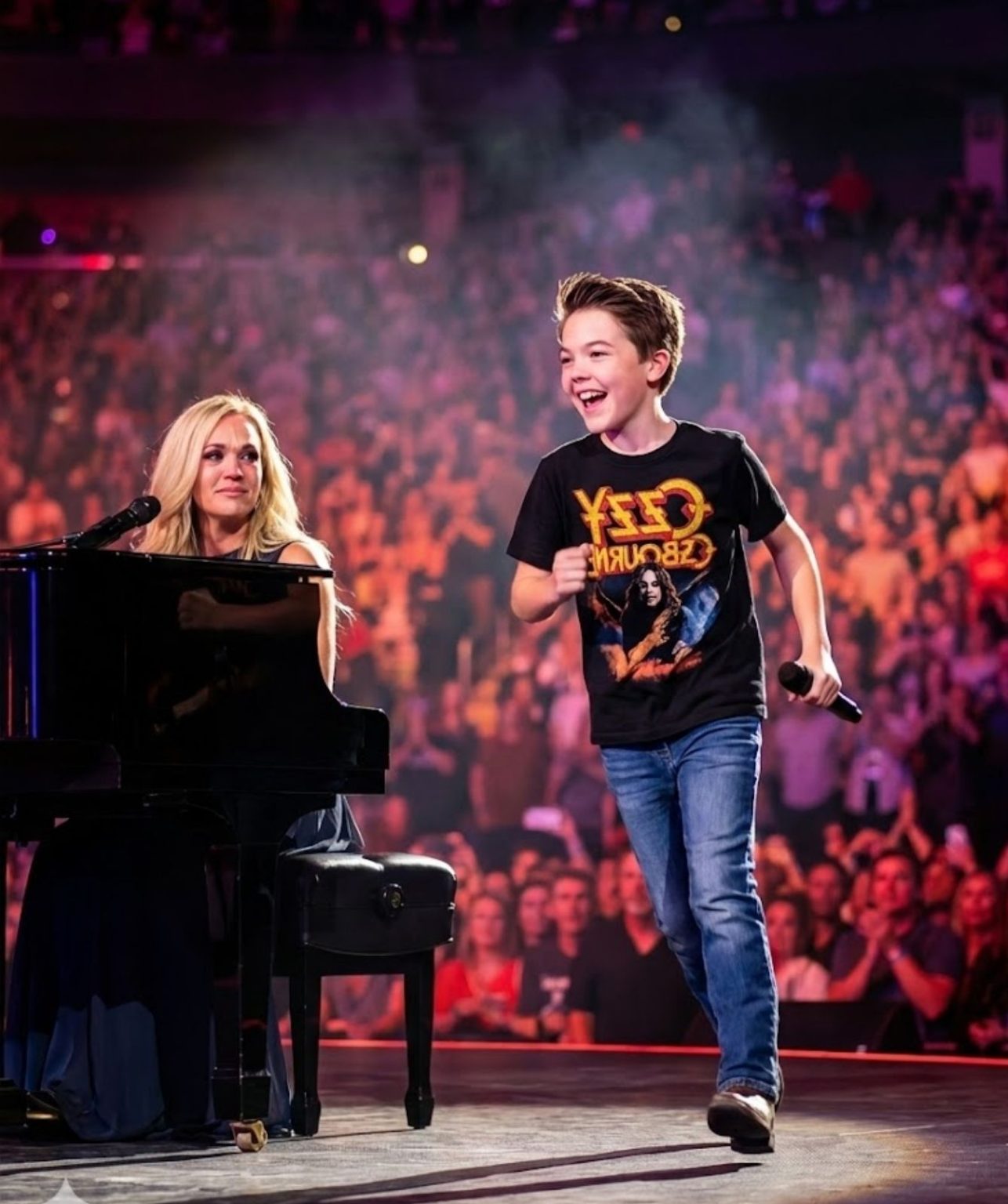 HEARTBREAKING MOMENT FREEZES THE ARENA: Carrie Underwood and Son Isaiah ...